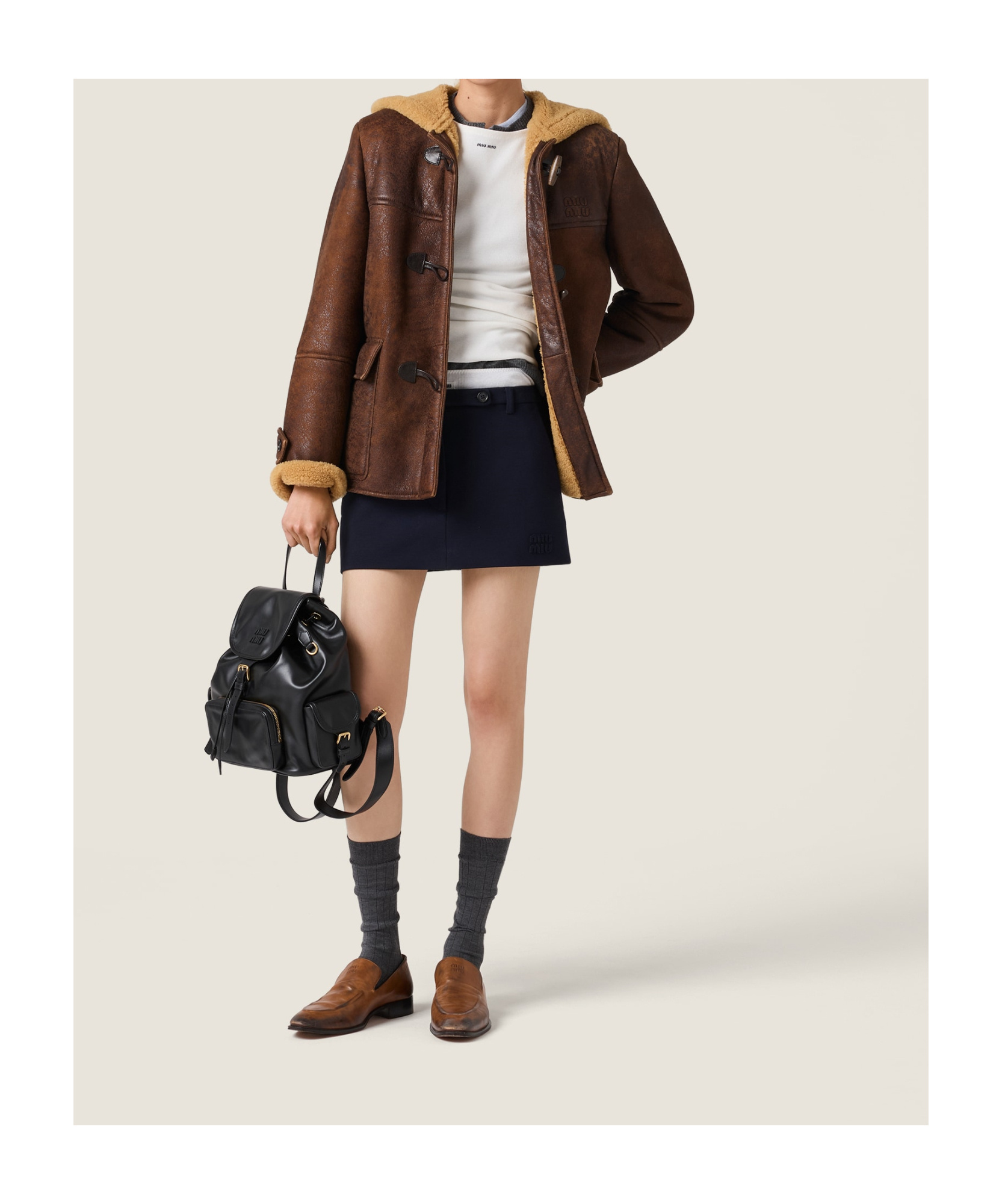 MIU MIU Miu Miu Waxed Shearling Duffle Coat